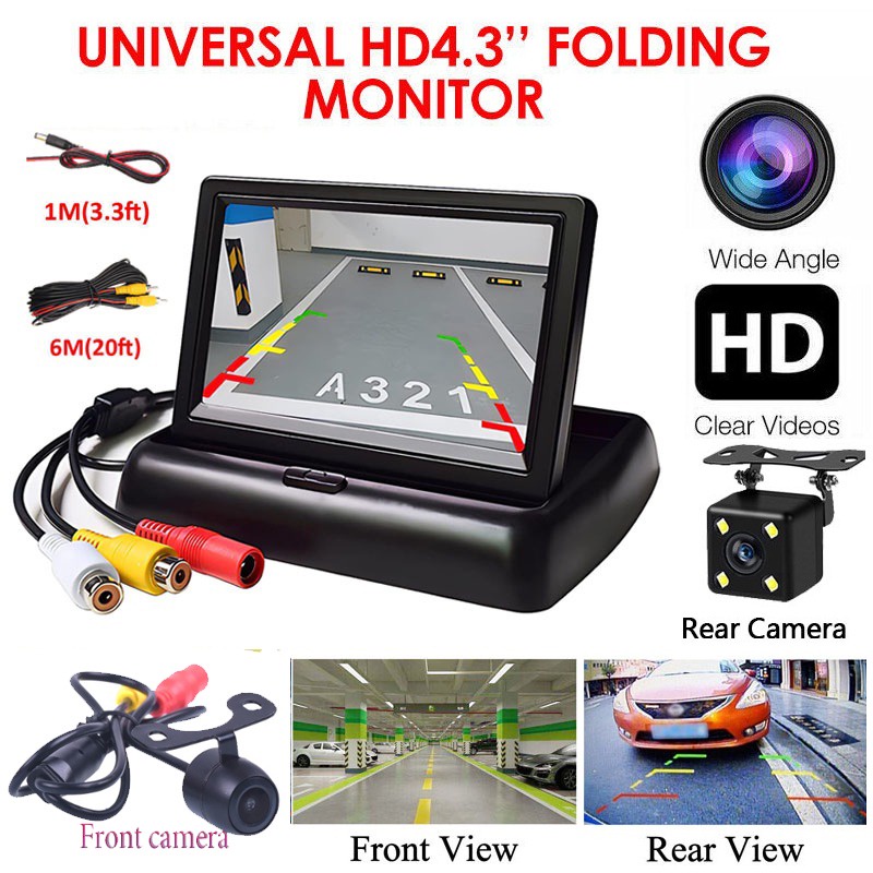 4.3 Inch TFT-LCD Display Screen Foldable Car Monitor with Front Camera ...