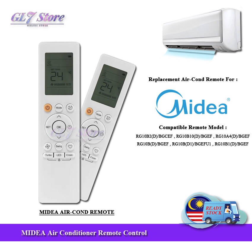 MIDEA AIR COND REMOTE CONTROL RG10B(B)/BGEF REMOTE AIR COND MIDEA RG10B ...