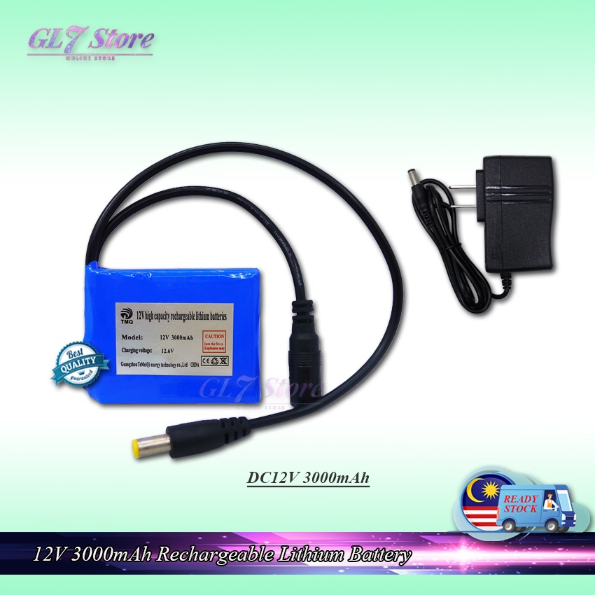 12V 3000MAH DC RECHARGEABLE BATTERY POLYMER LITHIUM-ION BATTERY WITH ...