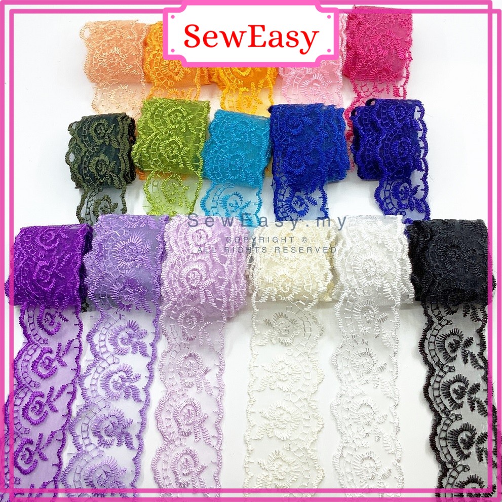 LC8-1376 1.5inch Nylon Lace Polyester Net Lace Border Lace Non-Elastic ...