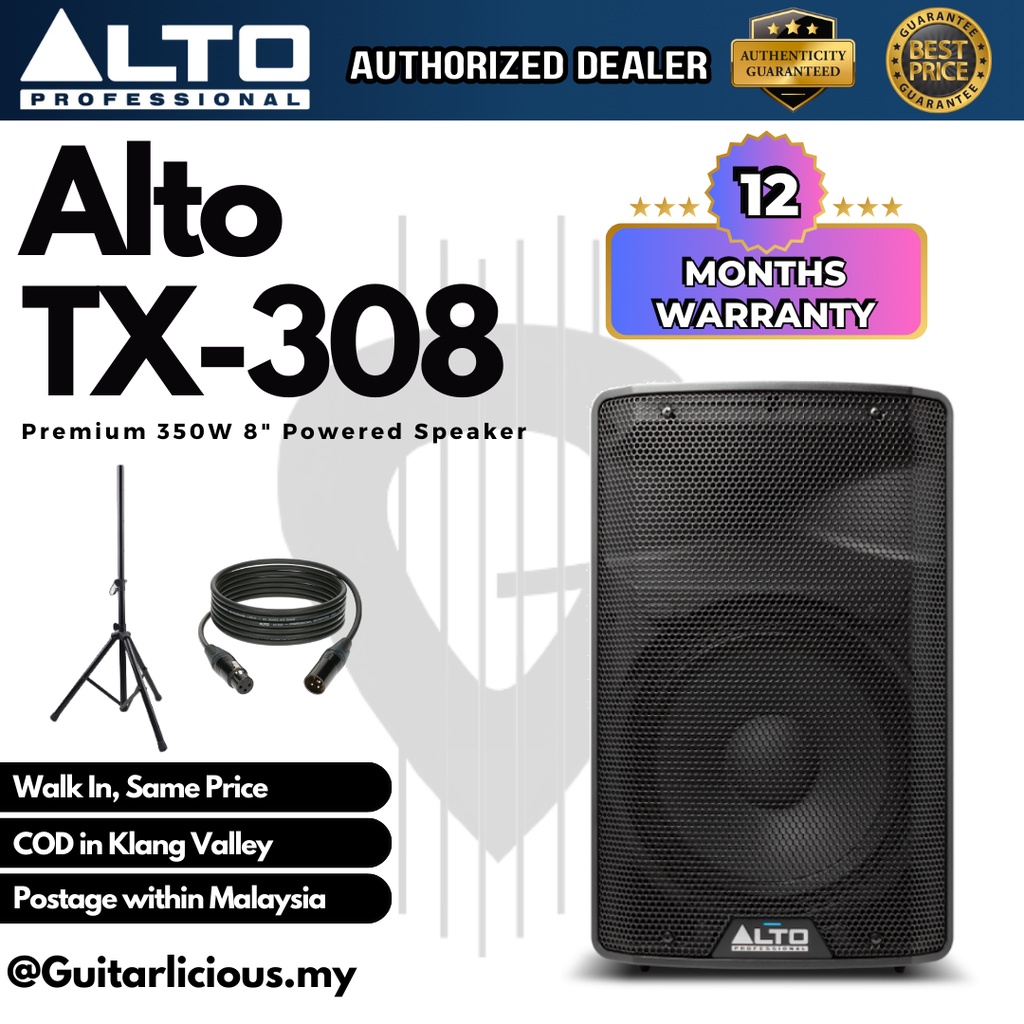 ALTO TX308 350W 8 inch Powered Speaker with Stand and Cable ( TX-308 ...