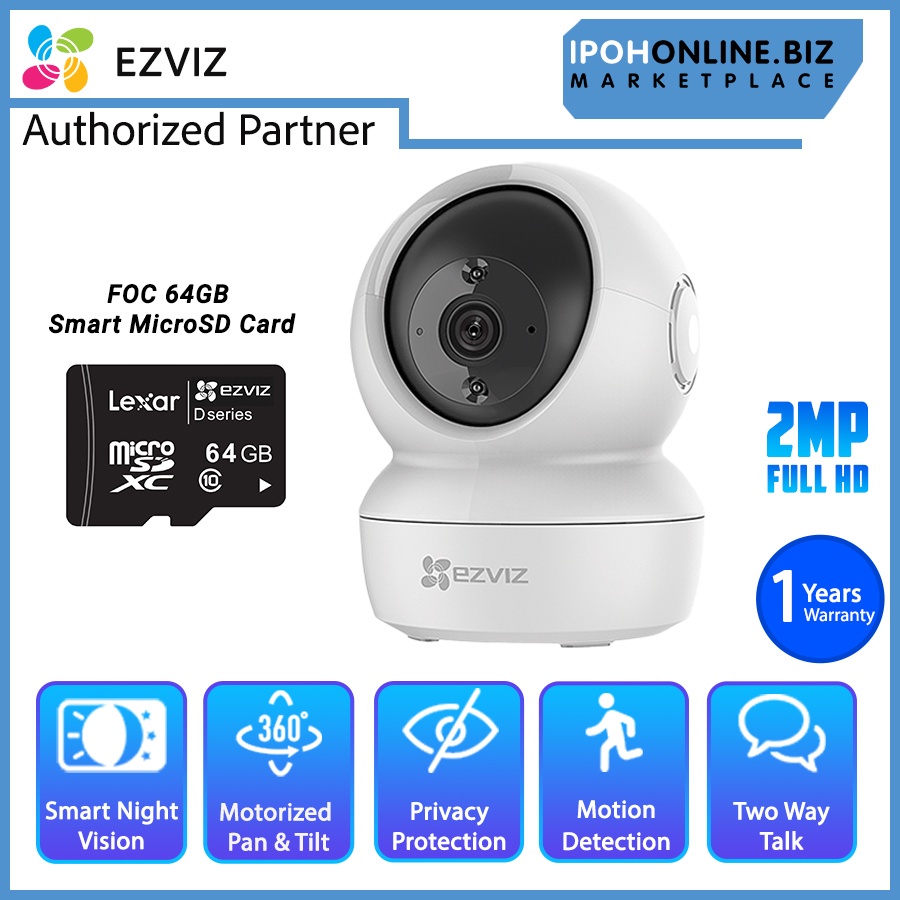 EZVIZ C6N 2MP 1080P FHD Smart Wi-Fi Pan & Tilt CCTV Camera FOC EZVIZ ...