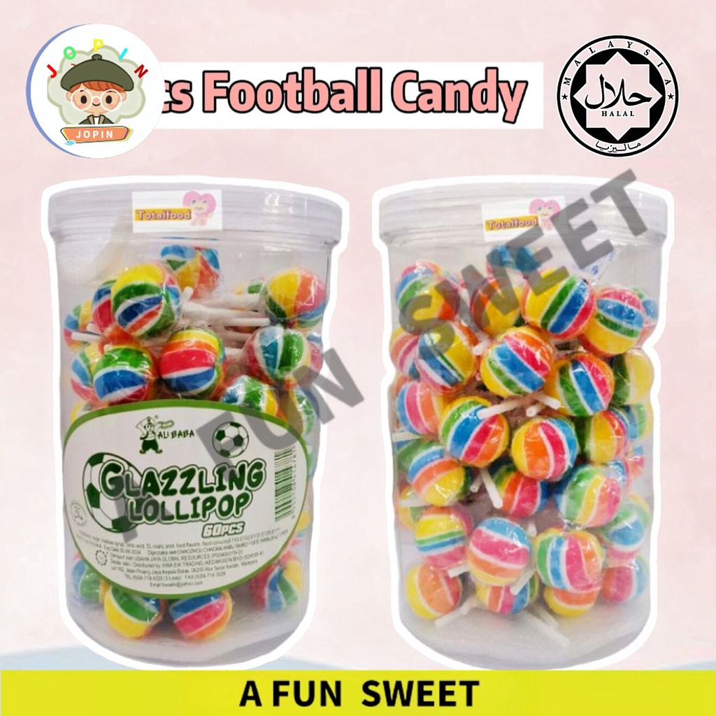 Ali Glazzing lollipop Football rainbow candy gula 60pcs | Shopee Malaysia