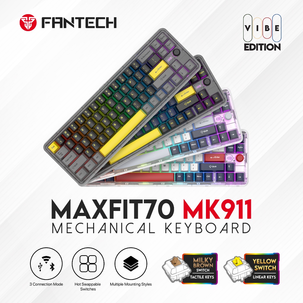 FANTECH MAXFIT70 MK911 VIBE EDITION MECHANICAL KEYBOARD 65% FORM FACTOR ...