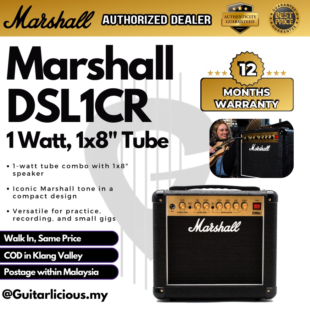 Marshall DSL1CR - 1 Watt, 1x8" Tube Guitar Combo Amplifier ( DSL1 / DSL1-CR ) | Shopee Malaysia