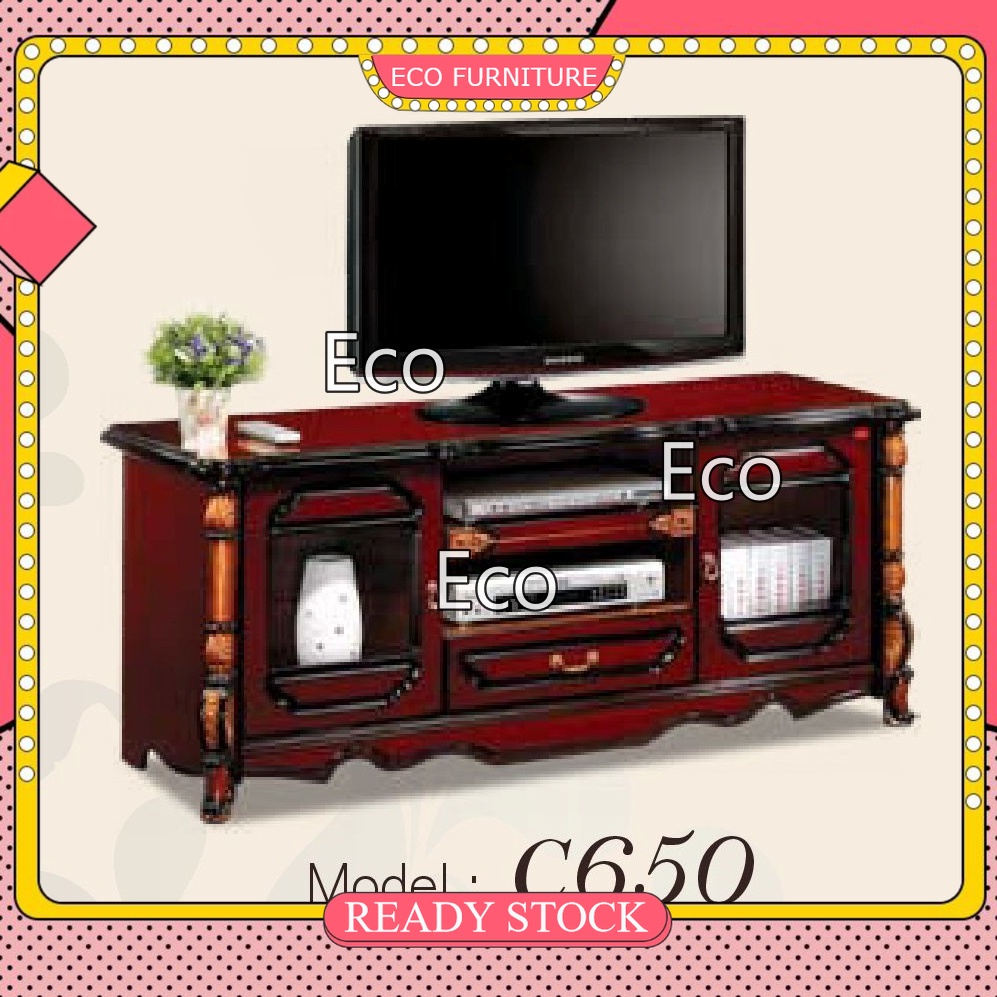 Solid Wood Dark Brown High Class TV Cabinet Kayu Solid | Shopee Malaysia