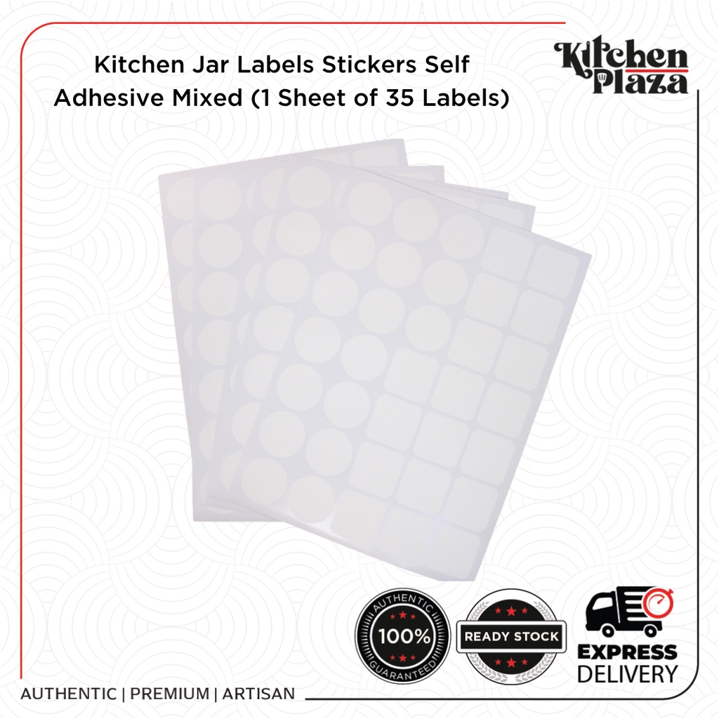 Kitchen Jar Labels Stickers Self Adhesive Mixed (1 Sheet of 35 Labels ...