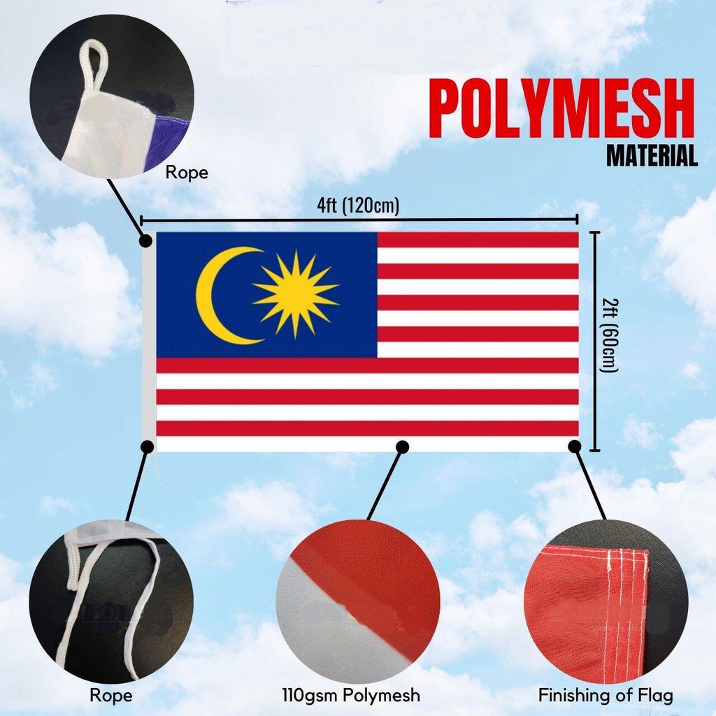 (Polymesh thick) 2x4 3x6 4x8 Malaysia and All State Flag Bendera ...