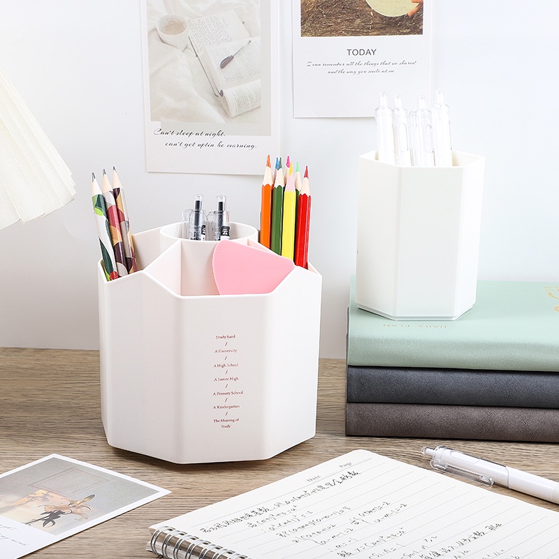 Hexagonal Large Capacity Pen Container Multifunctional Rotating ...