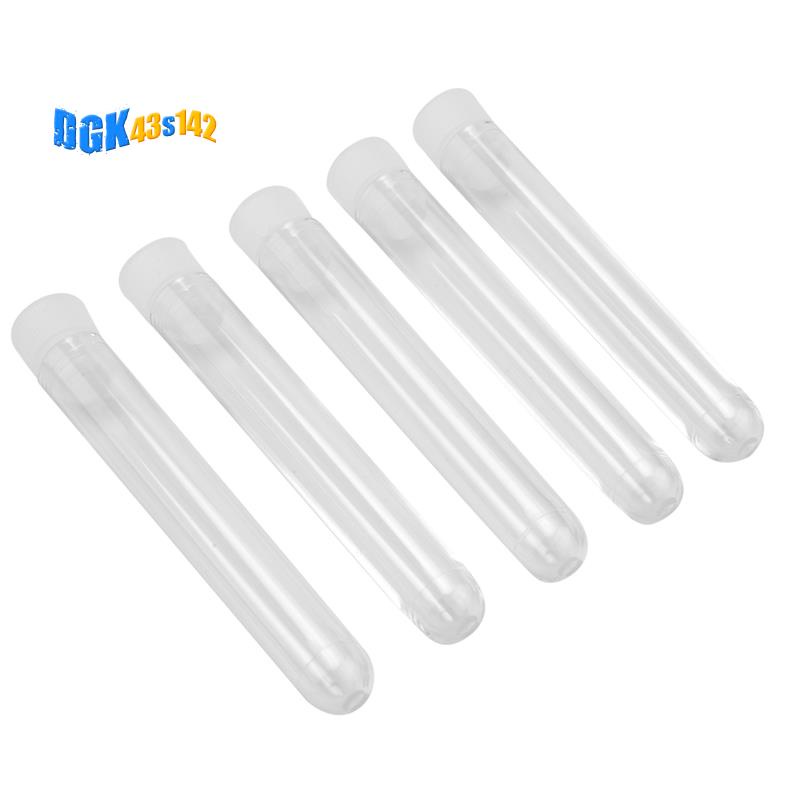 100Pcs Clear Plastic Test Tubes with White Screw Caps Sample Containers ...