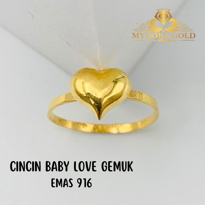 MydoraGold Cincin Emas Fesyen Series l Cincin Baby Love Gemuk Emas 916 ...