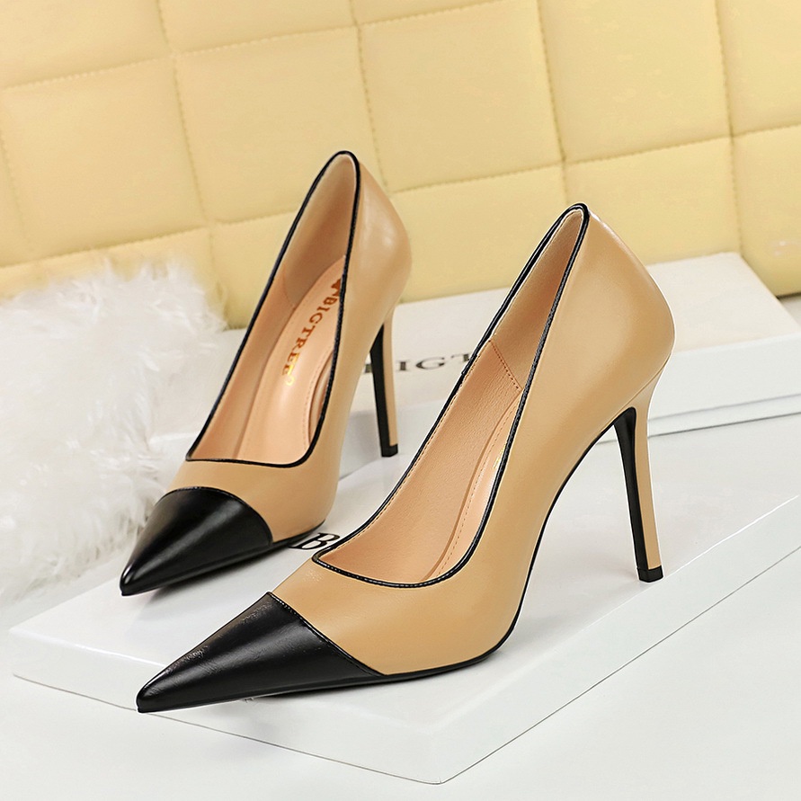 10cm fashionable color blocking pointed high heels stiletto heeled ...