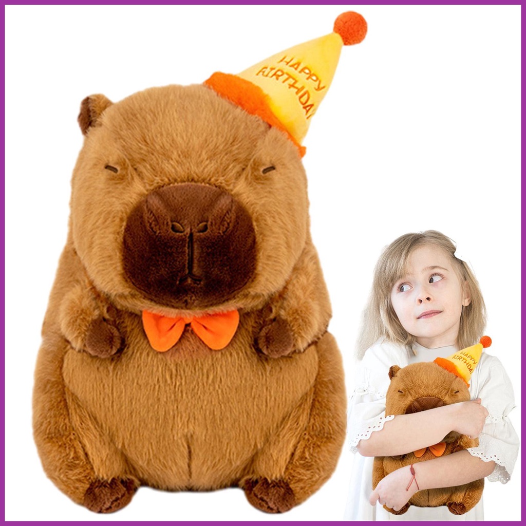 Plush Capybara Capybara Wearing Birthday Hat Cute Capybara Stuffed ...