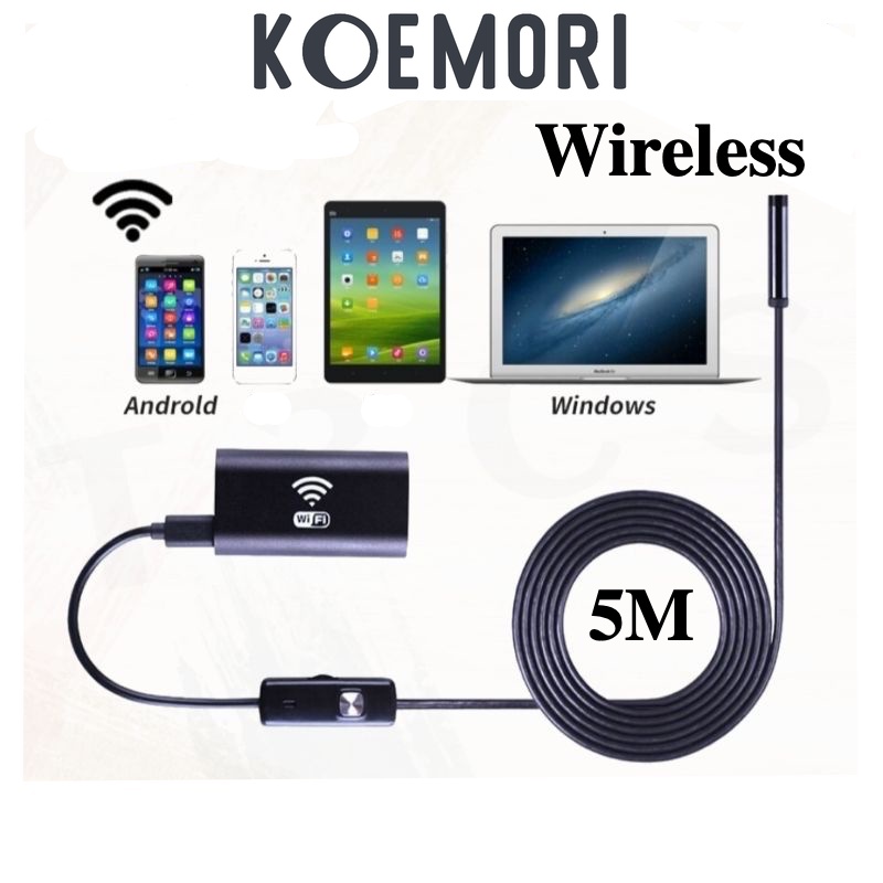 5M WiFi Wireless Portable 8mm 6 LED Light Waterproof Endoscope ...