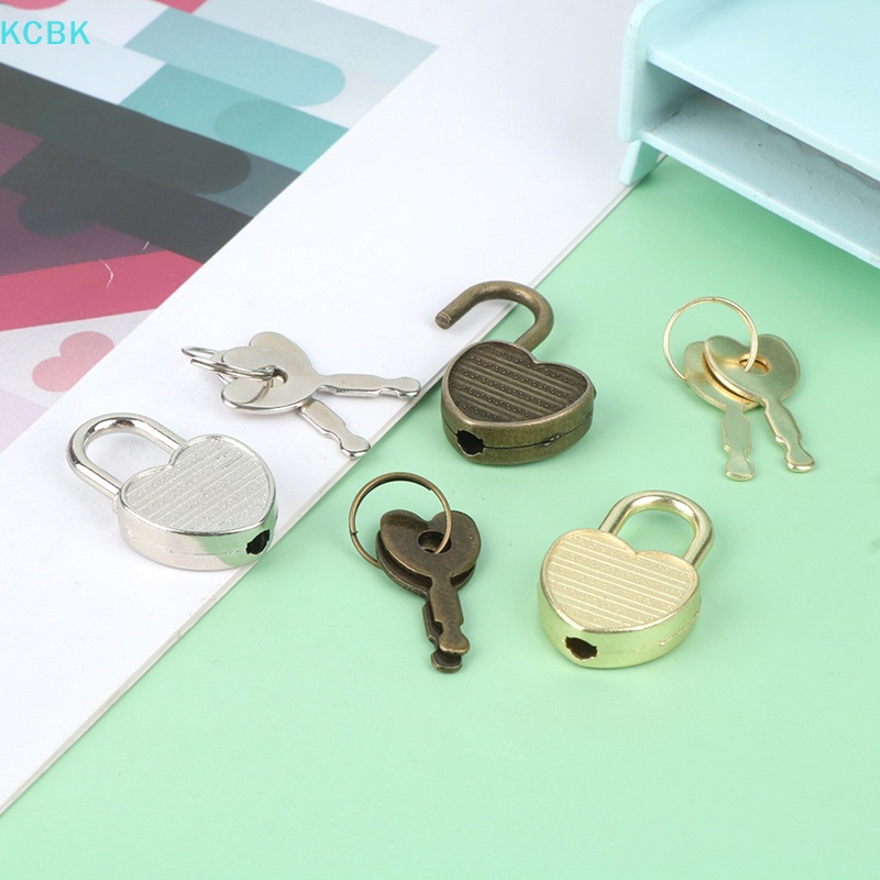 【KC】 1Set Heart Shape Padlock Luggage Hardware Lock W/Lock For Diary ...