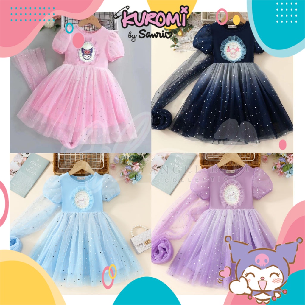 Angel Baby Kids Cartoon Kuromi Melody Cinnamoroll Princess Dress ...