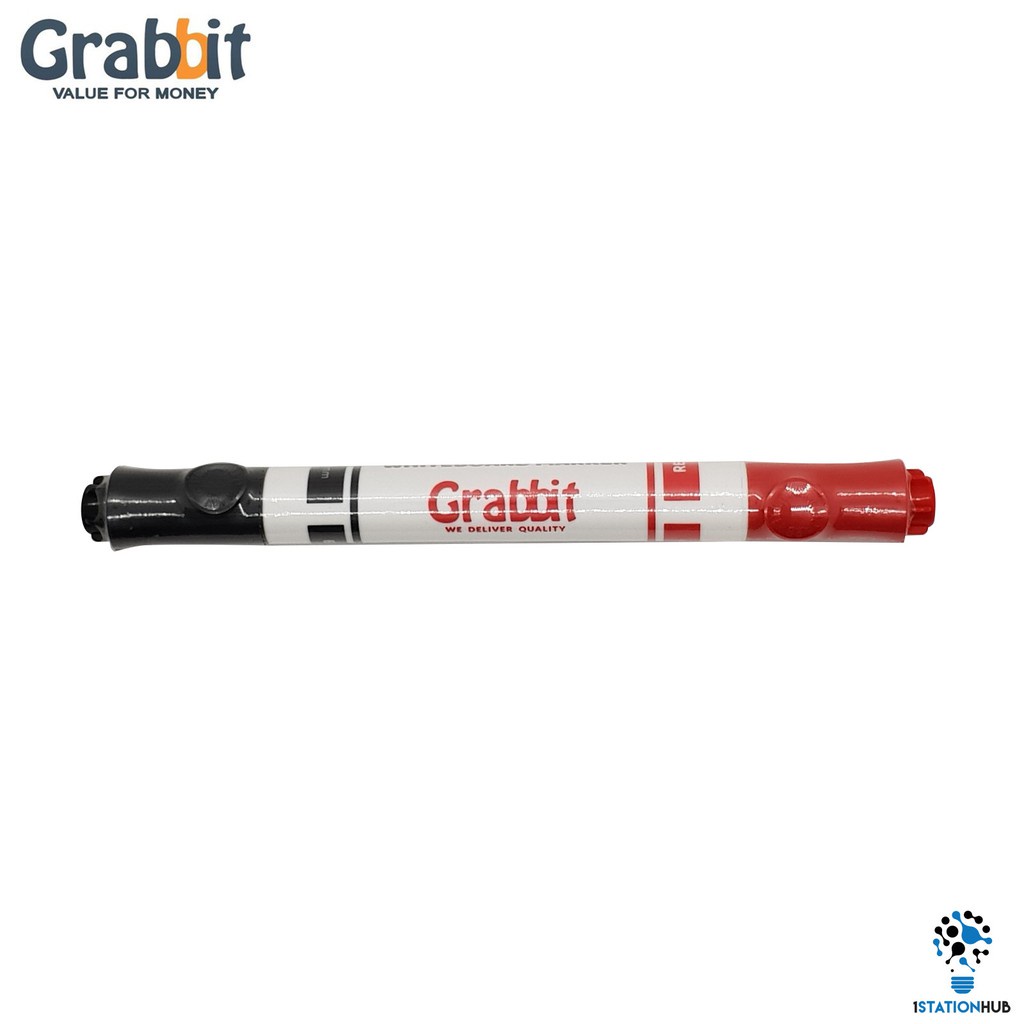 Grabbit Twin-Nib Whiteboard Marker Pen| Dual Colour | Black & Red ...