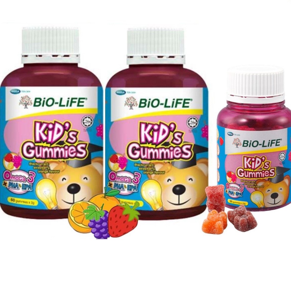 Promo Bio Life Kids Gummies Omega DHA EPA ( 2 x 60 + 30 Gummies ...