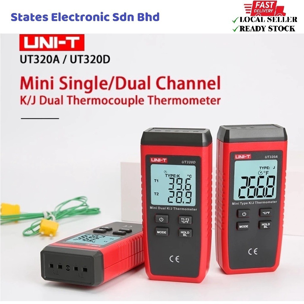 UNI-T UT320A UT320D Thermometer Mini Contact K/J Type Single Dual ...