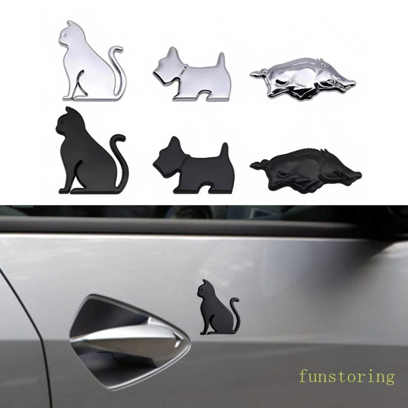 FUN Unique Car Ornament 3D Boar Pet Metal Emblems Car Decal Sticker ...