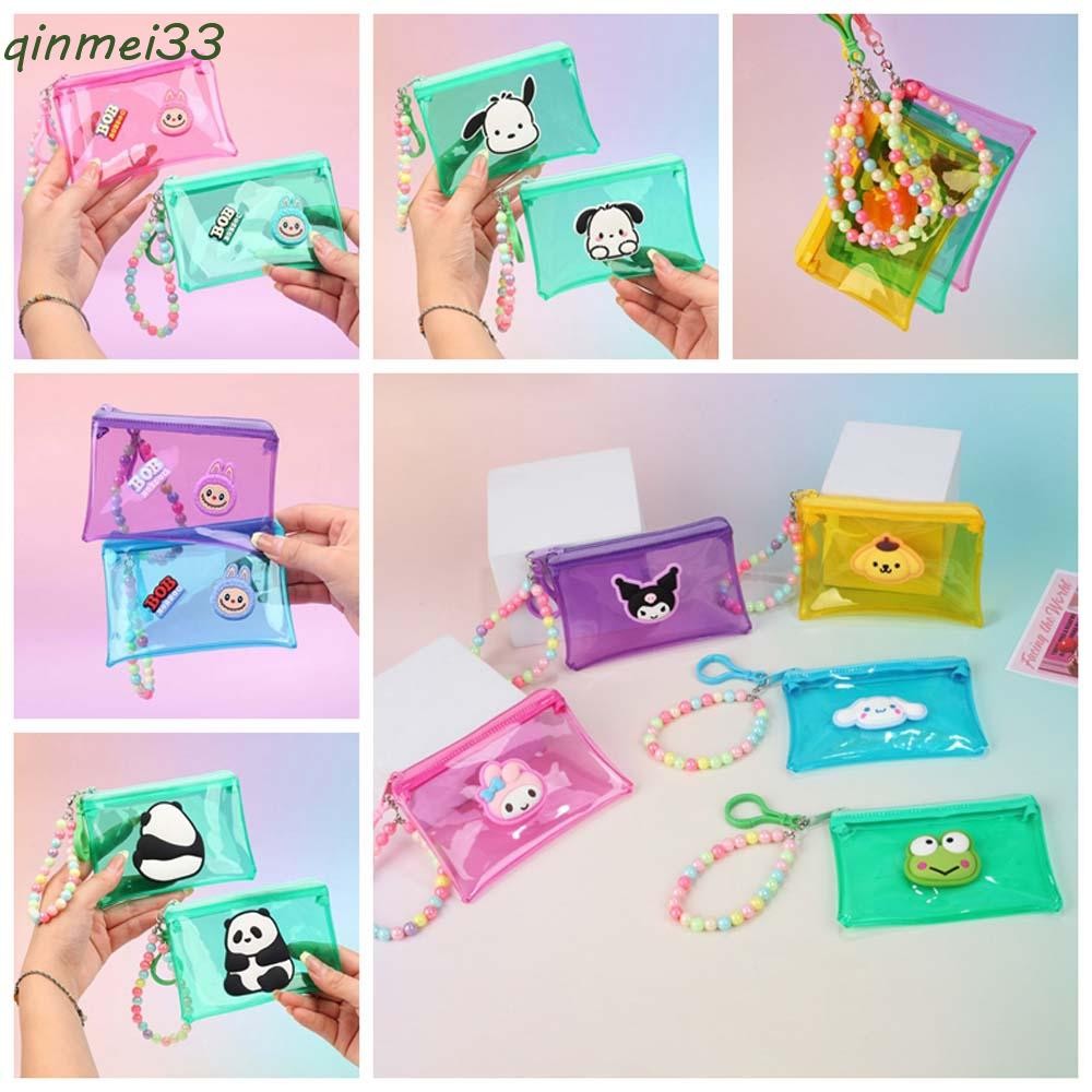 QINMEI Transparent Coin Purse, Anime Figures Doll Storage Bag Mini PVC ...
