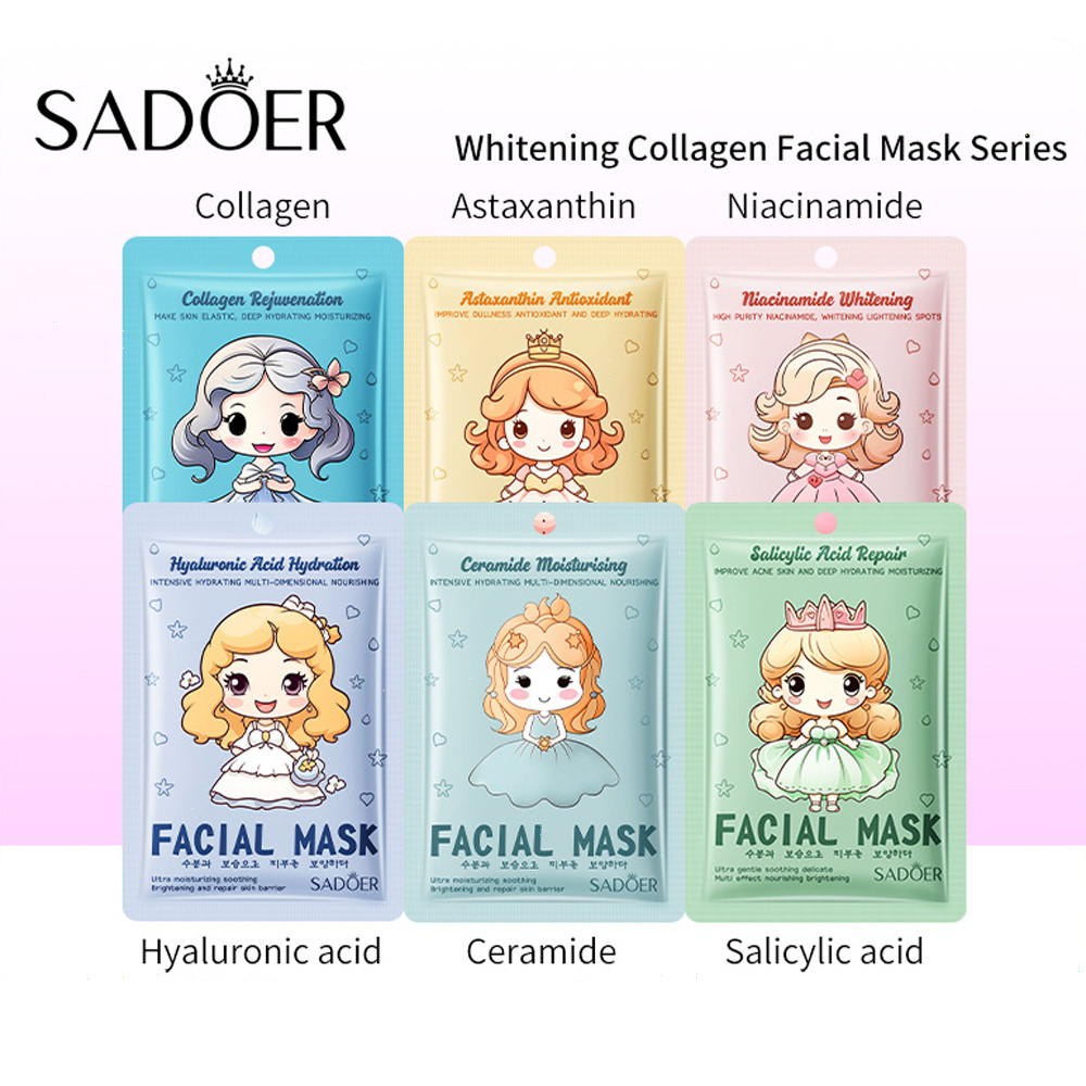 SADOER Princess Cartoon Series Facial Mask Collagen Niacinamide ...