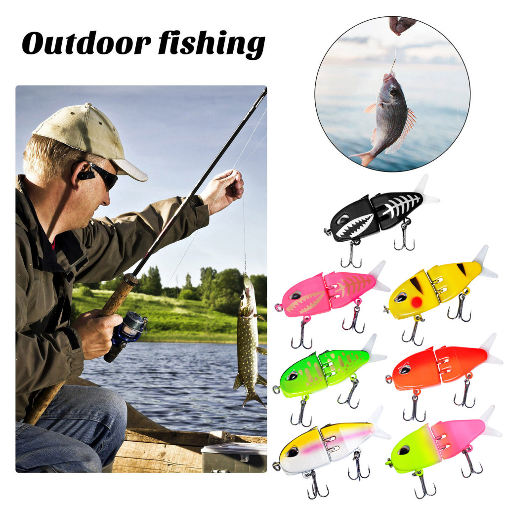 Plastic Fishing Bait Realistic Multi-jointed Fishing Lure with Double ...