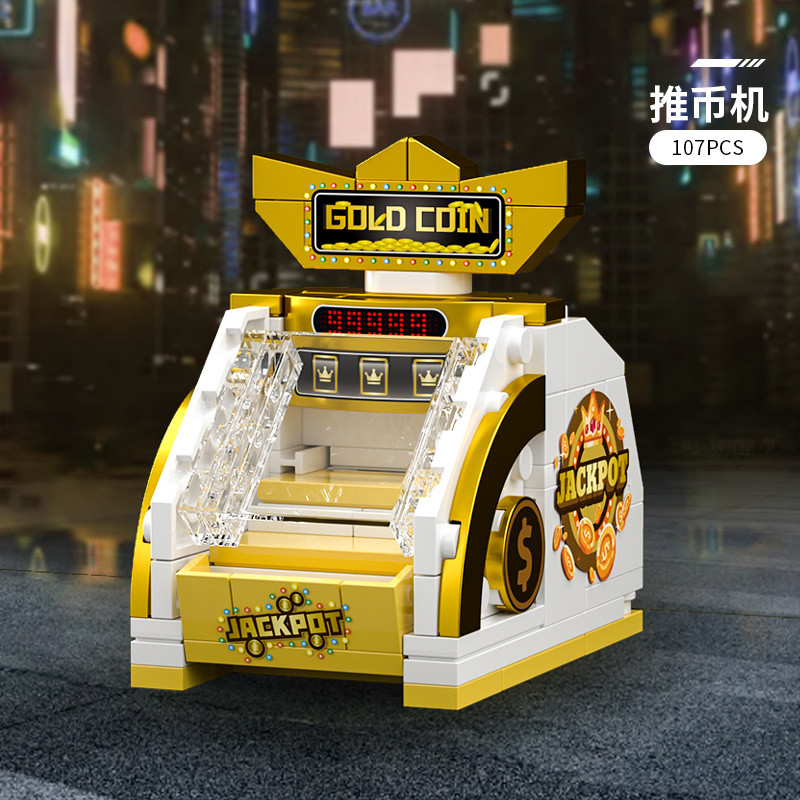 Square Orange Building Blocks Video Game City Coin Pushing Game Console ...