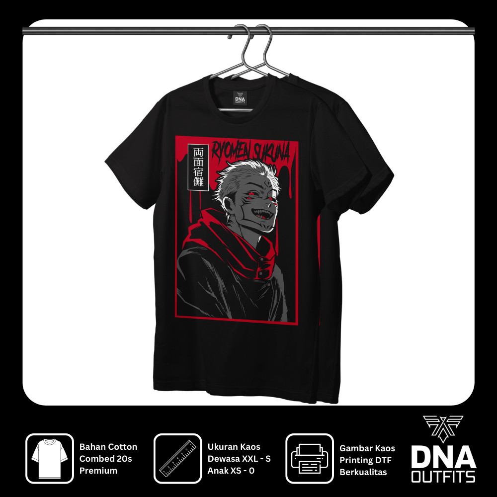 Jujutsu no Kaisen Anime Distro Shirt Premium Cotton Combed 20s Screen ...