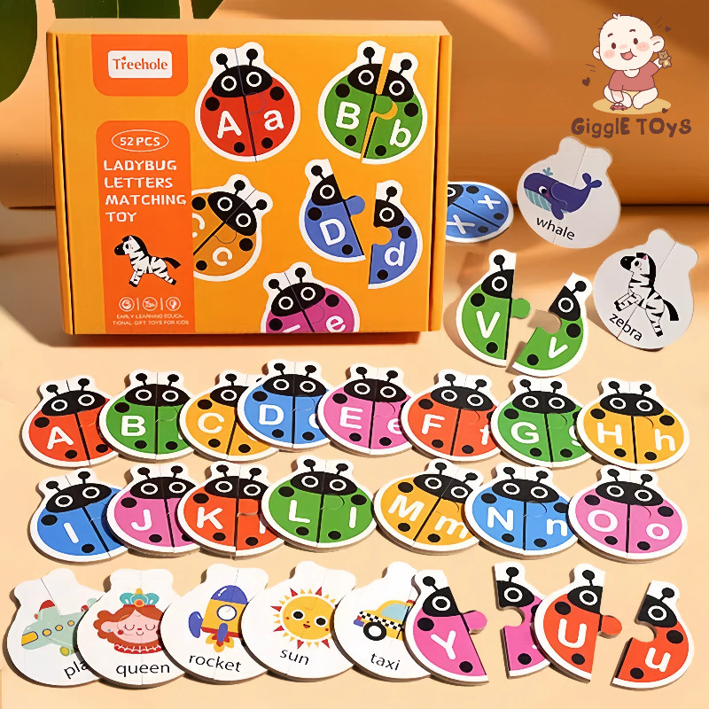 Ladybug Alphabet Matching Puzzle Kids Learning Educational Toy Letters ...