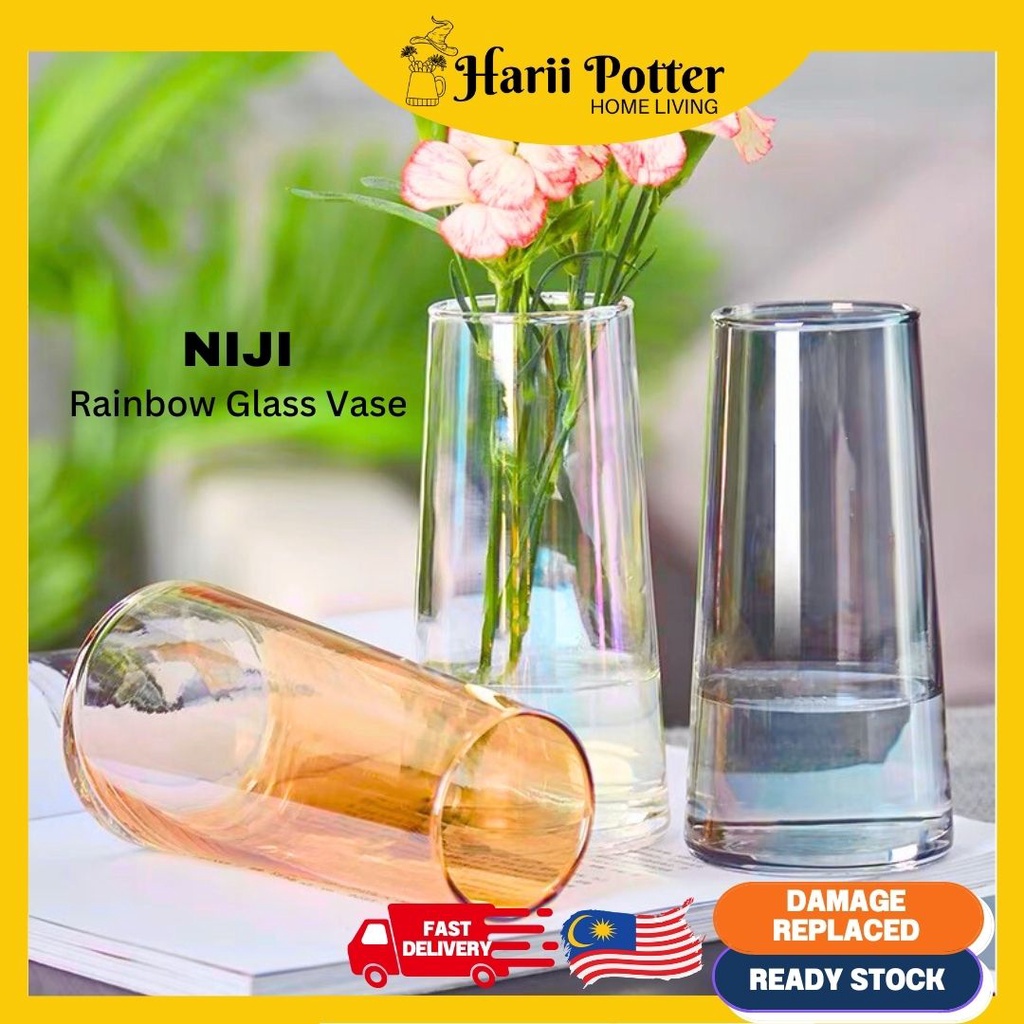 Aesthetic Nordic Flower Glass Vase Home Decor Pasu Bunga Kaca Hiasan ...