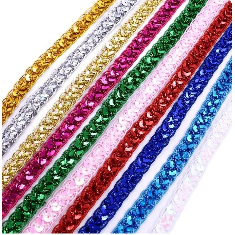 1yard 12mm Sequined Lace Ribbons Gold Braided Band Crochet Cosplay ...