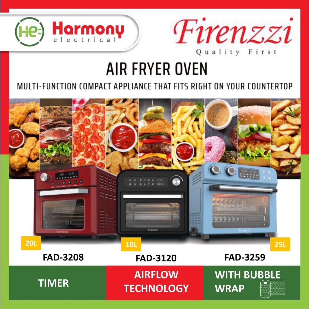 (NEW) FIRENZZI Air Fryer Oven Series FAD-3120 (10L) / FAD-3208 (20L ...