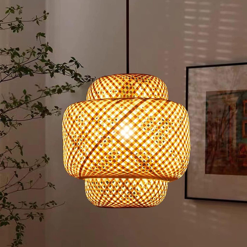 Lampu Rotan Muji Bamboo Pendant Light Restaurant Rattan Lamp Chandelier ...