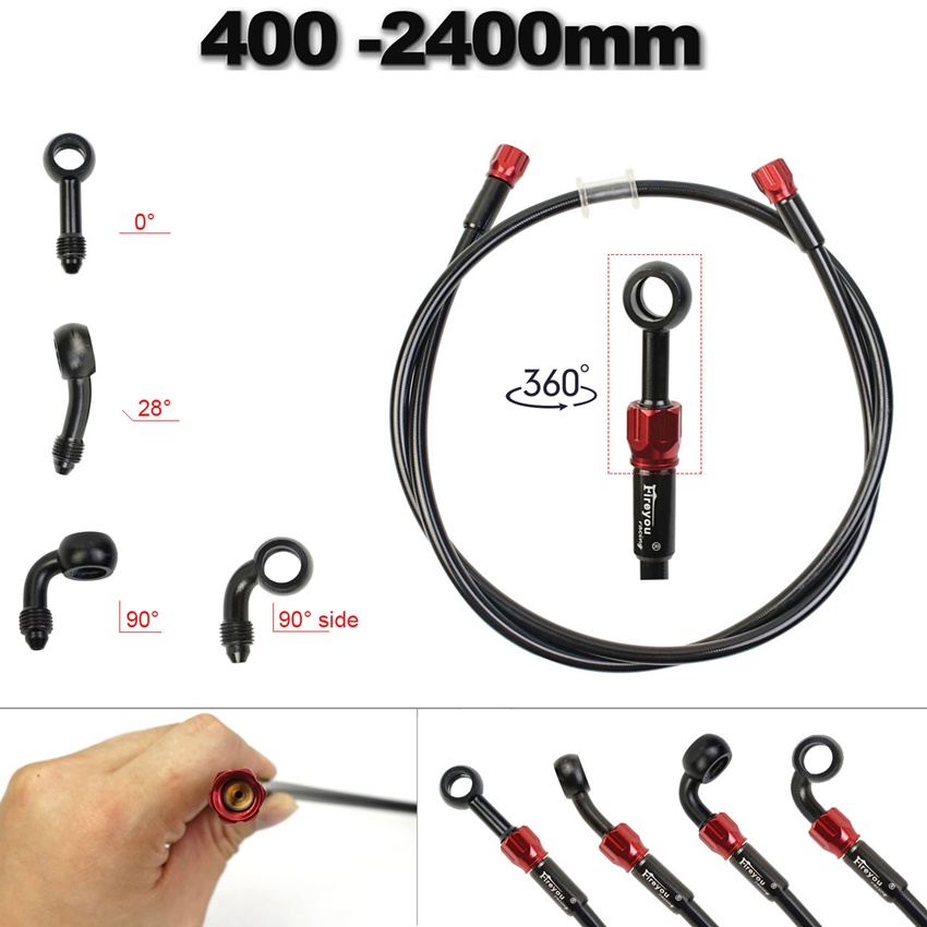 Motorcycle Brake Hose Flexible Braided Hydraulic DOT Fluid Line AN3 ...