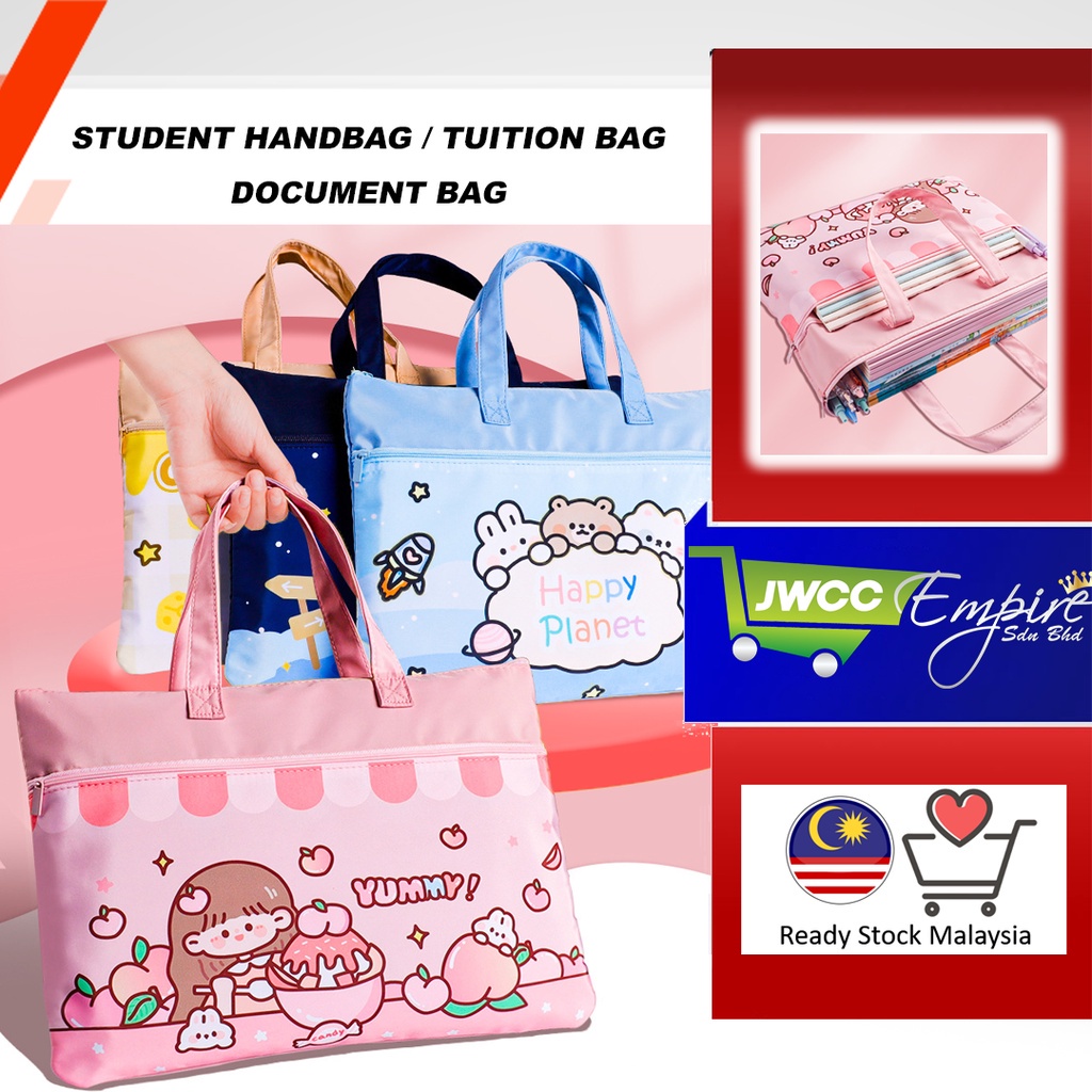 Student Handbag File Bag Document Bag Tuition Bag with Cartoon | Shopee ...