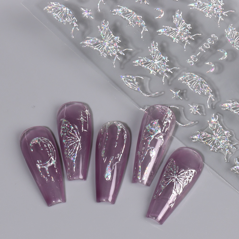 HAMA NAIL Nail Art Sticker Wholesale 5D Embossed Liquid Laser Butterfly ...