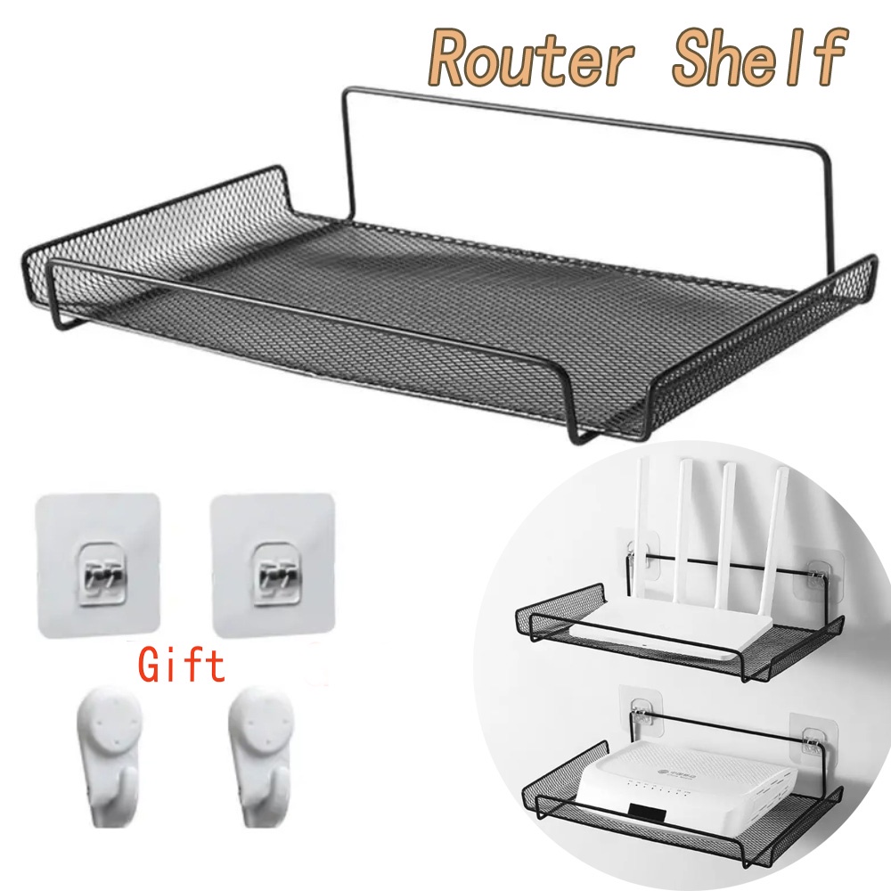 Wifi Router Shelf Rack Storage Wall Shelf Router Modem Rak TV Wall Rak ...