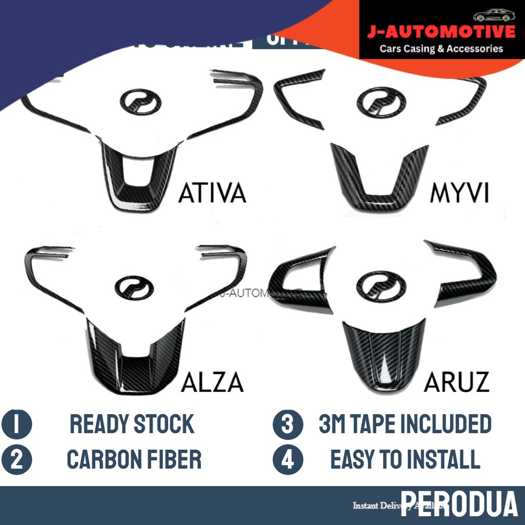 Perodua Myvi Ativa Alza Aruz Axia Bezza Steering Logo Cover Trim Casing ...