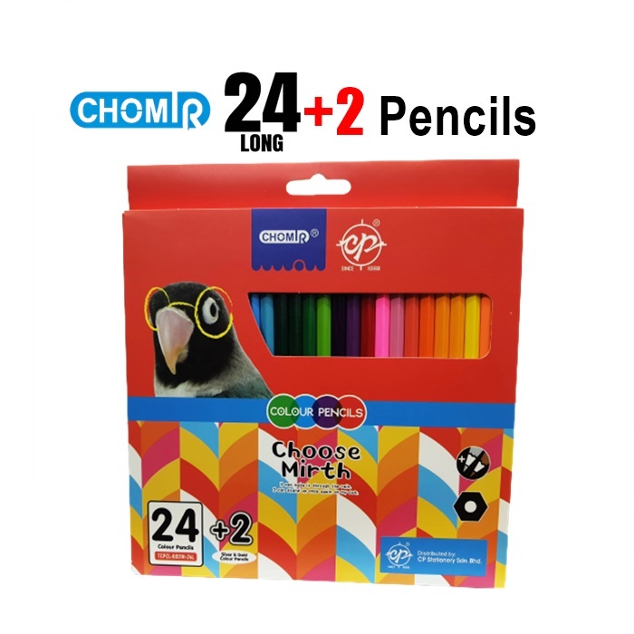 Chomir Colour Pencils 24 Short / Pensel Warna Dengan 24 Jenis Warna | Shopee Malaysia