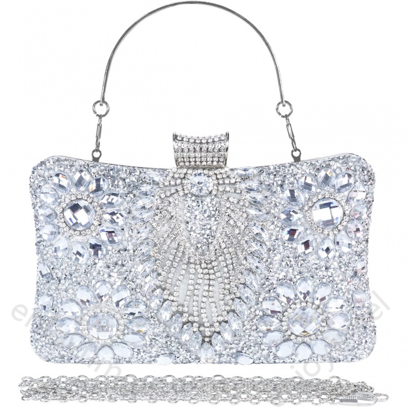 Womens Sparkly Rhinestone Sequin Glitter Bag Clutch Evening Handbag ...