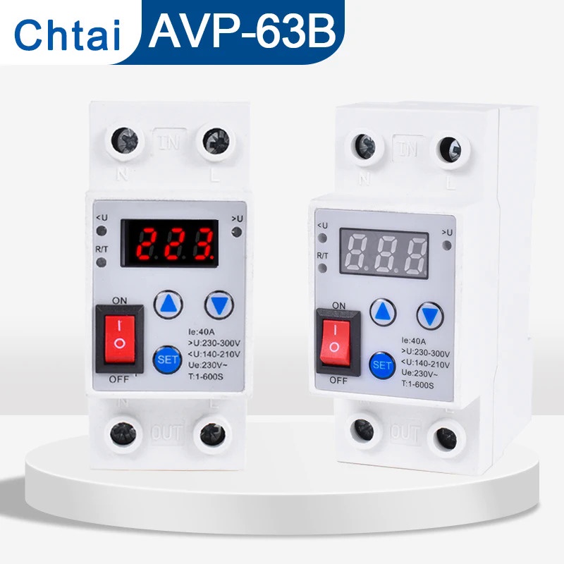 2P 40A 63A line 100A 230V Din Rail Adjustable Over And Under Voltage ...