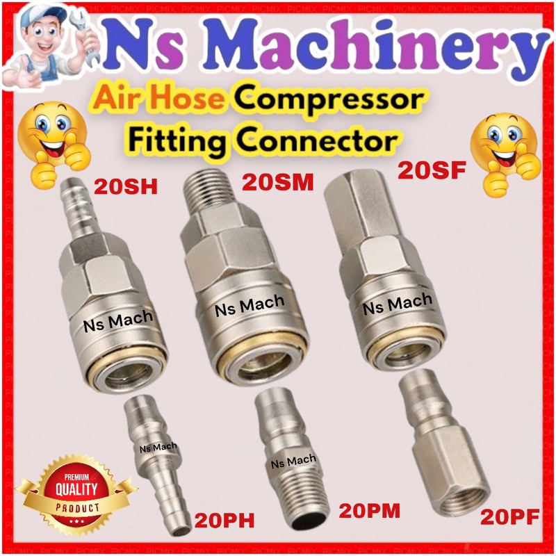 Air Hose Pneumatic Air Compressor Connector Coupler Socket Quick ...