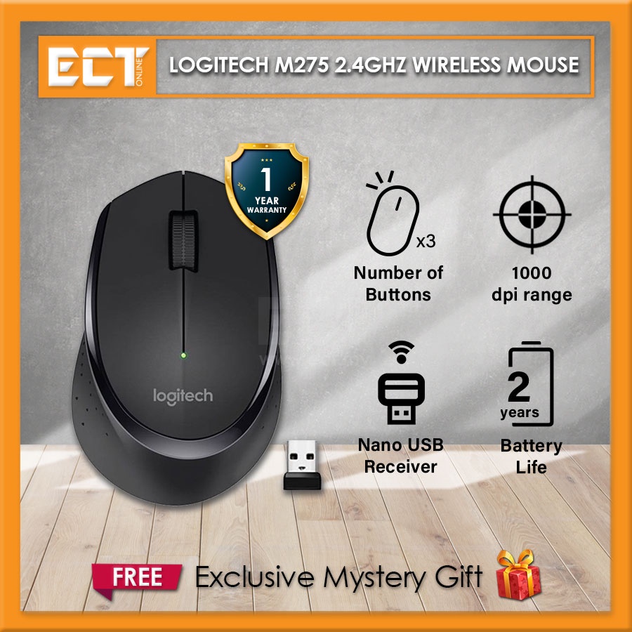 Logitech M275 2.4Ghz Wireless Mouse with Nano Receiver, Optical ...