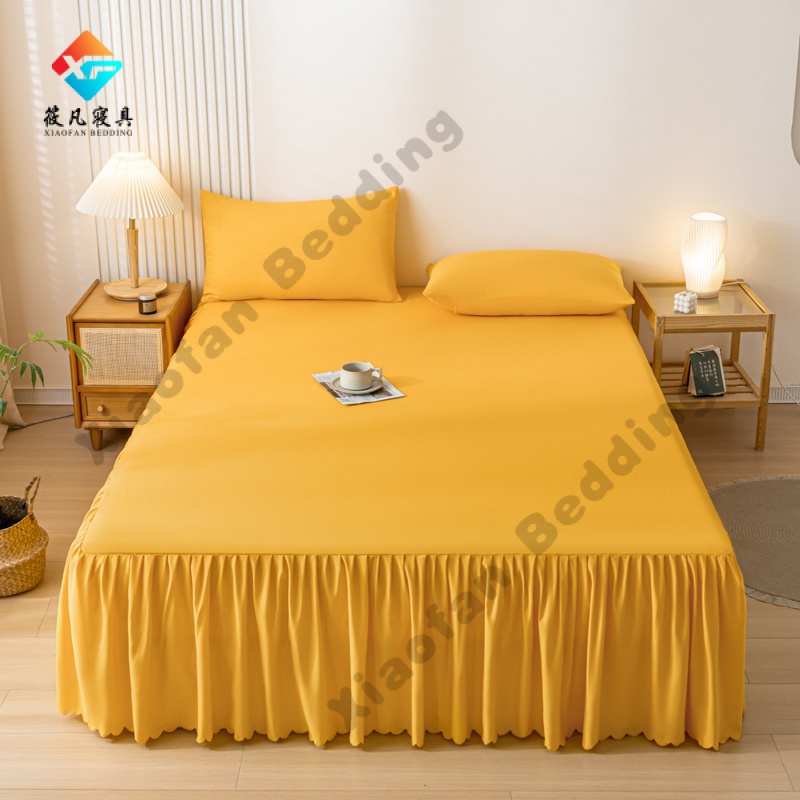 Solid Color Bed Skirt Mattress Protector Super Single Queen King Super