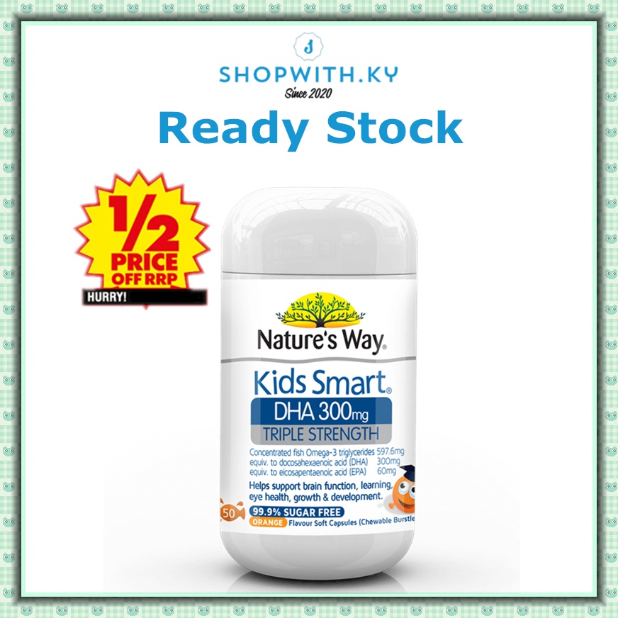 [现货+包邮 Date: 03/2028] Nature's Way Kids 聪明DHA Smart DHA 300mg Triple ...
