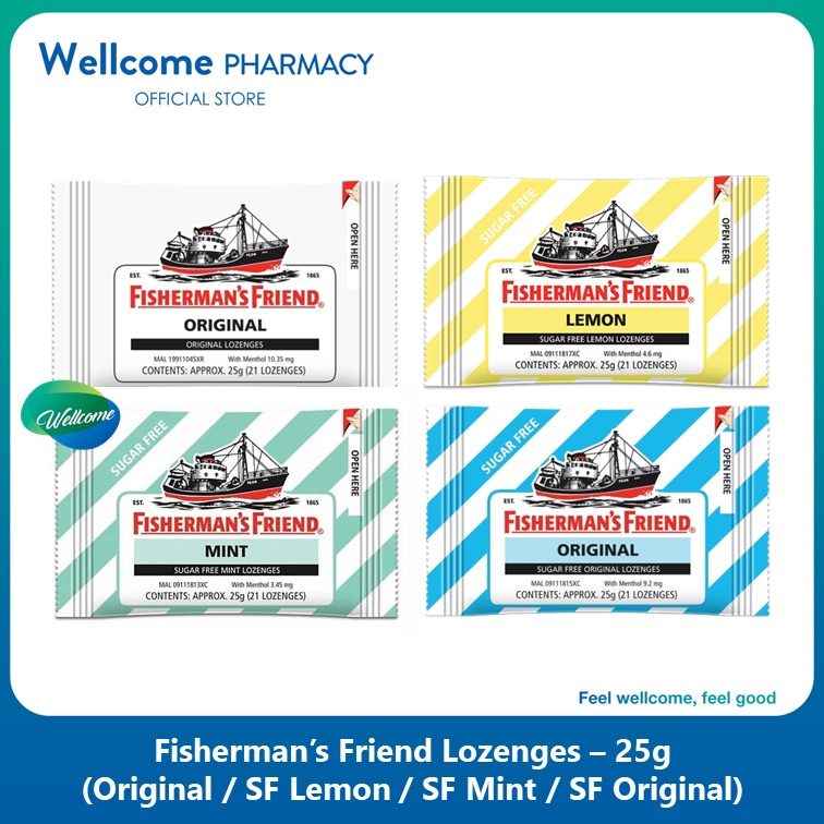 Fisherman's Friend Lozenges - 25g (21 Lozenges) (Original / Sugar-Free ...