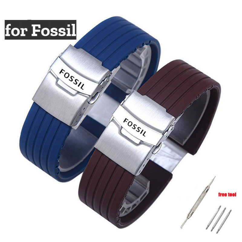 18mm 20mm 22mm 24mm Watch Band Tire Pattern Silicone Band for Fossil ...