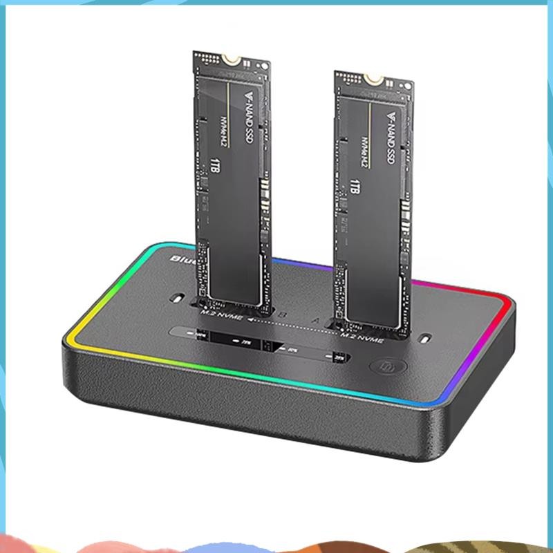 Dual-Bay M.2 NVME SSD Docking Station RGB USB C Type C OFFline Cloner Duplicator NVme PCIE ...
