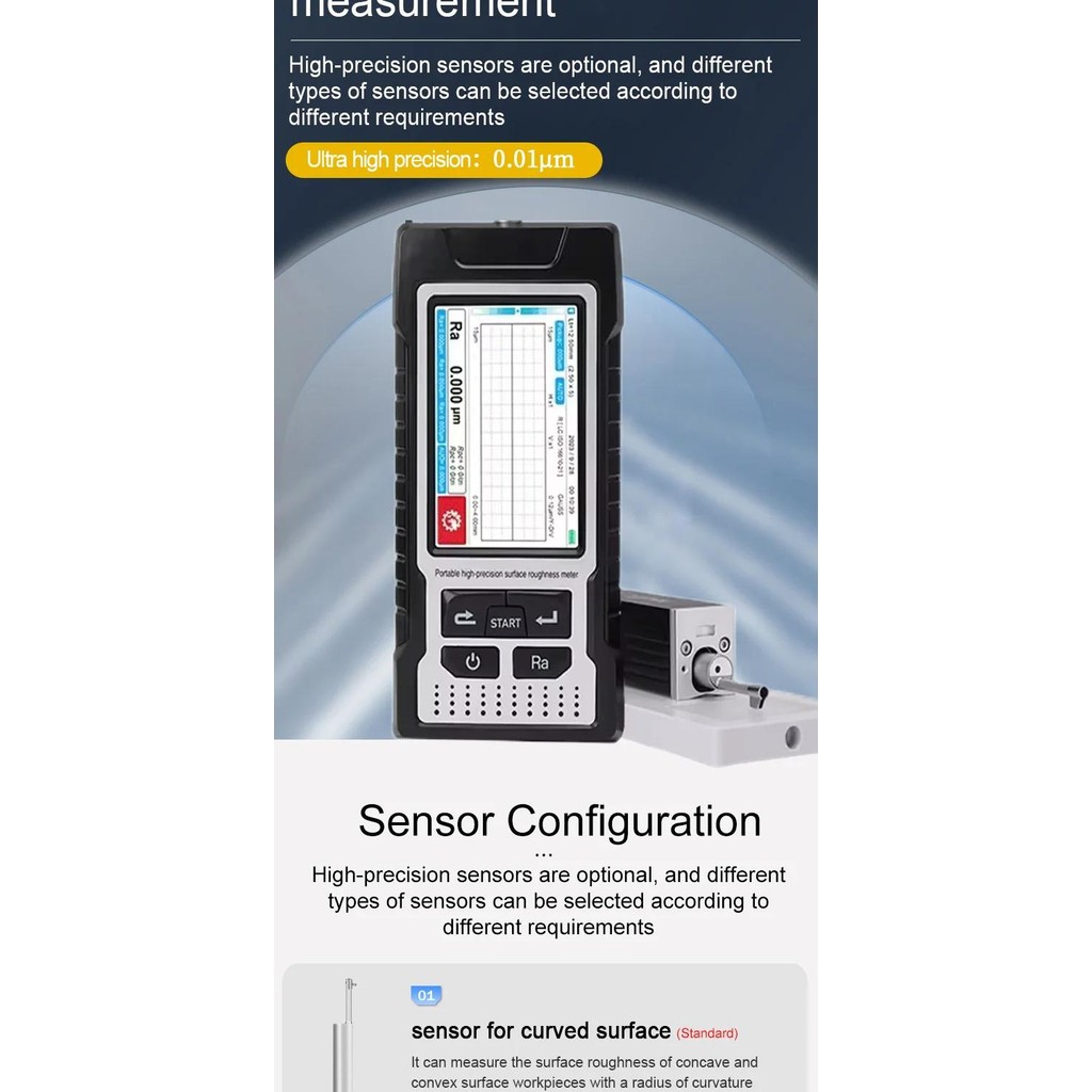 0.001um Precision Digital Graphic Surface Roughness Tester Touch 160μm ...